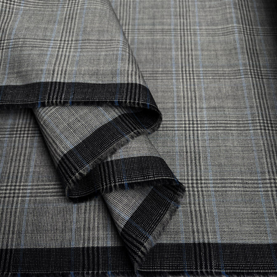 Italian Fine Grey Blue Check Deadstock Suiting | Glen Blue Wool – Croft ...