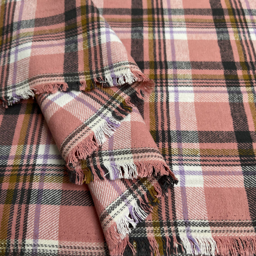 Peach Soft Winceyette Fabric | Brushed Cotton Check - Clara – Croft Mill