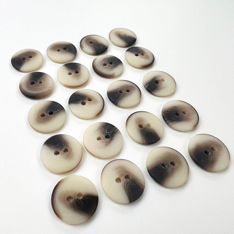 Pack of 20 Brown/Ivory Marble Effect 2 Hole Plastic Buttons (17mm ...