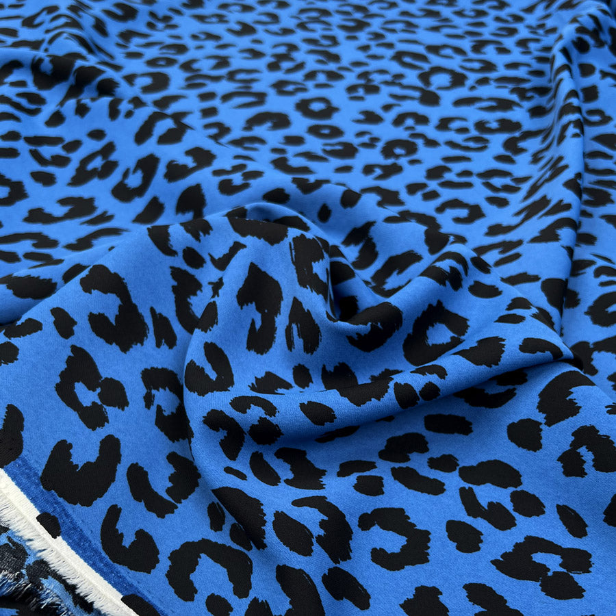 Polyester Elastane Twill Animal Print Dress Fabric | After Dark - Blue ...