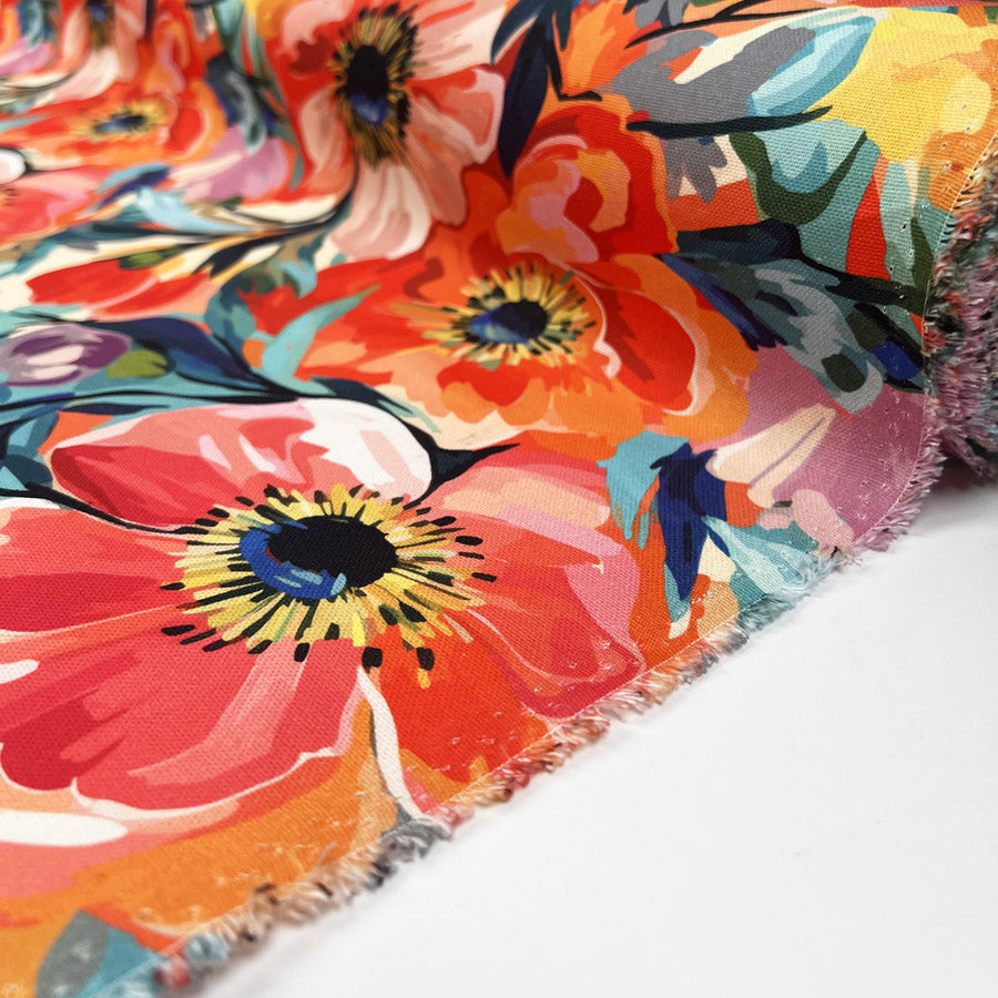 Sturdy Dress Fabric | Cotton Canvas - Painted Blooms - Flowers – Croft Mill