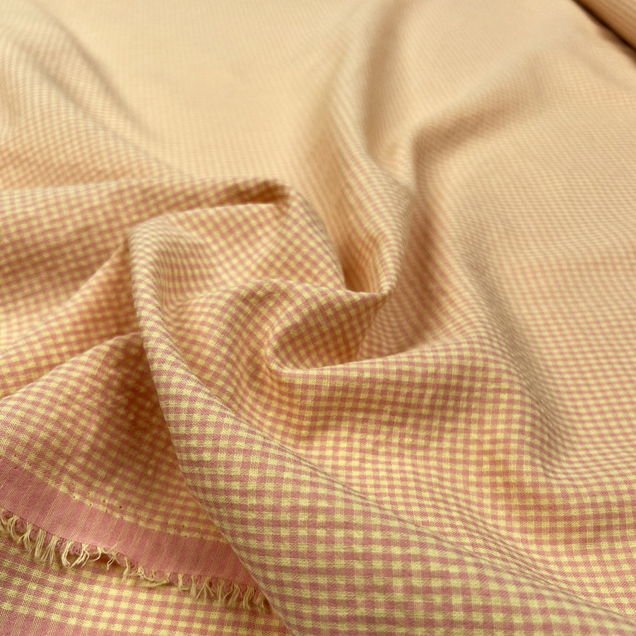 Polyester Pink Check Fabric | Cotton Poplin Seersucker - Battenberg ...
