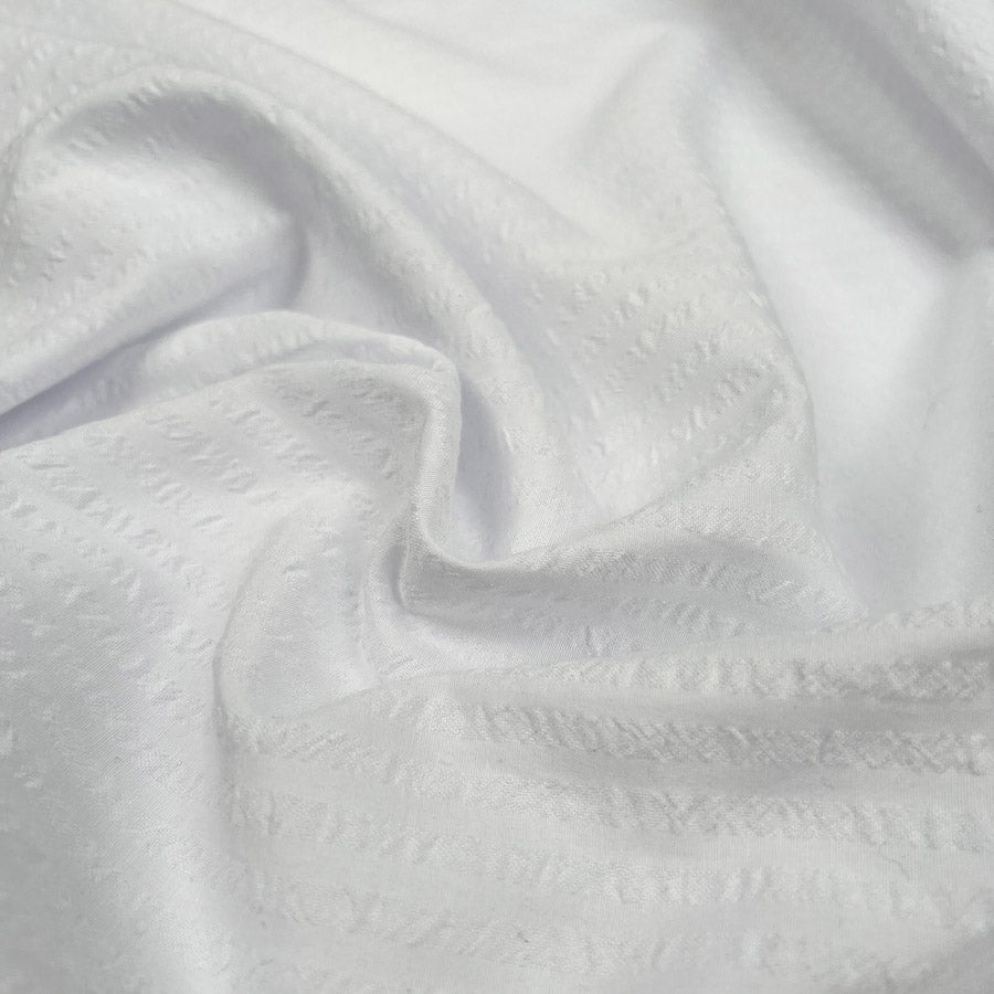 Polyester Cotton Summer Dress Fabric | Seersucker Shirting - White ...