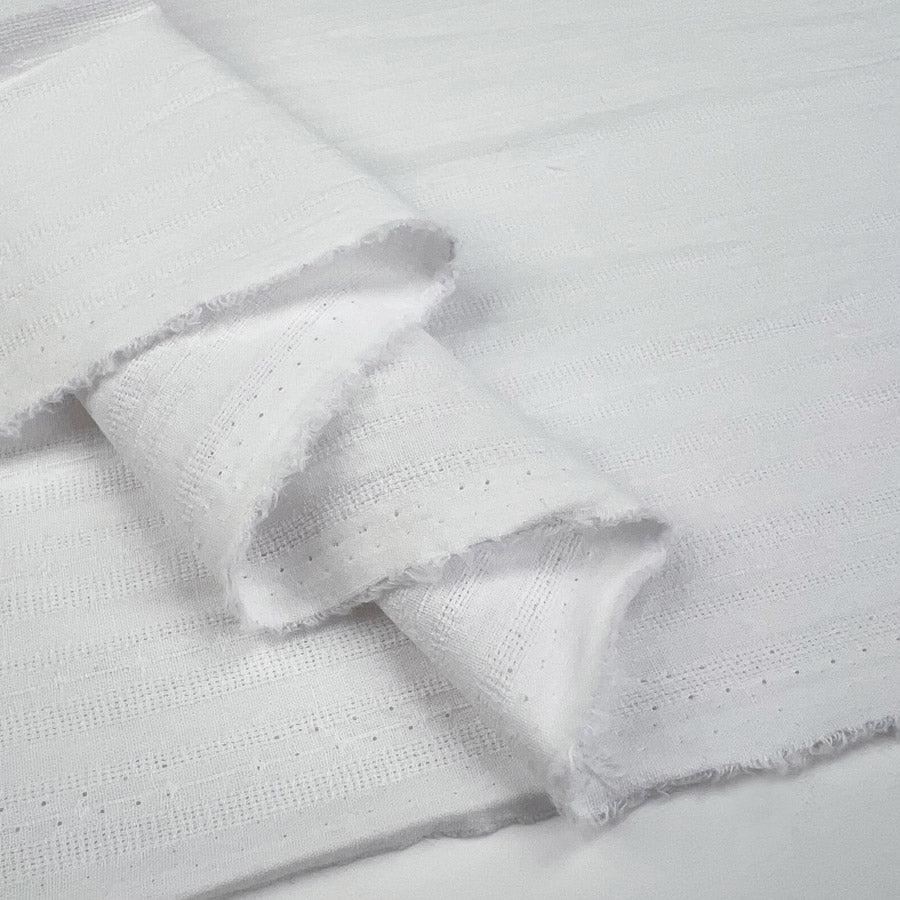 White Cotton Stripe Cheesecloth Dress Fabric | Betty – Croft Mill