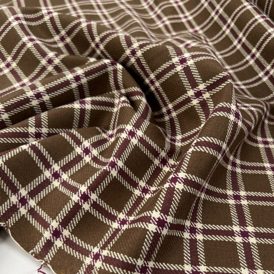 British 55% Wool 45% Polyester Coating Fabric | Fudge Check – Croft Mill