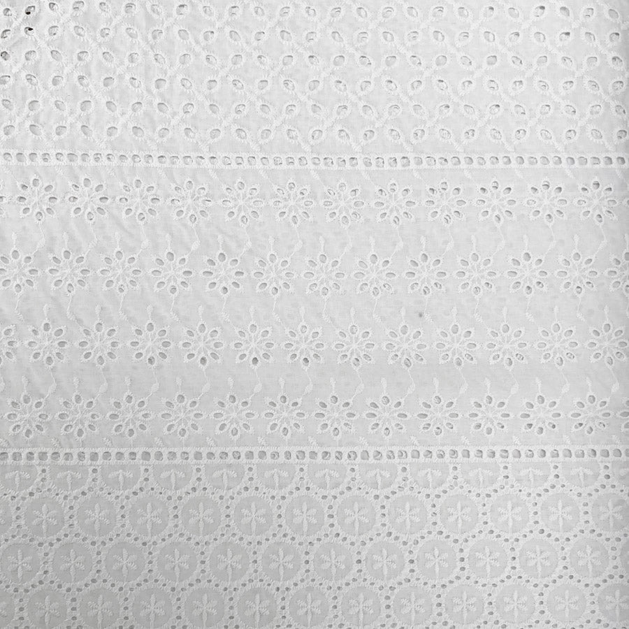 Cotton Soft White Floral Broderie Anglaise Fabric | BA - Susie – Croft Mill