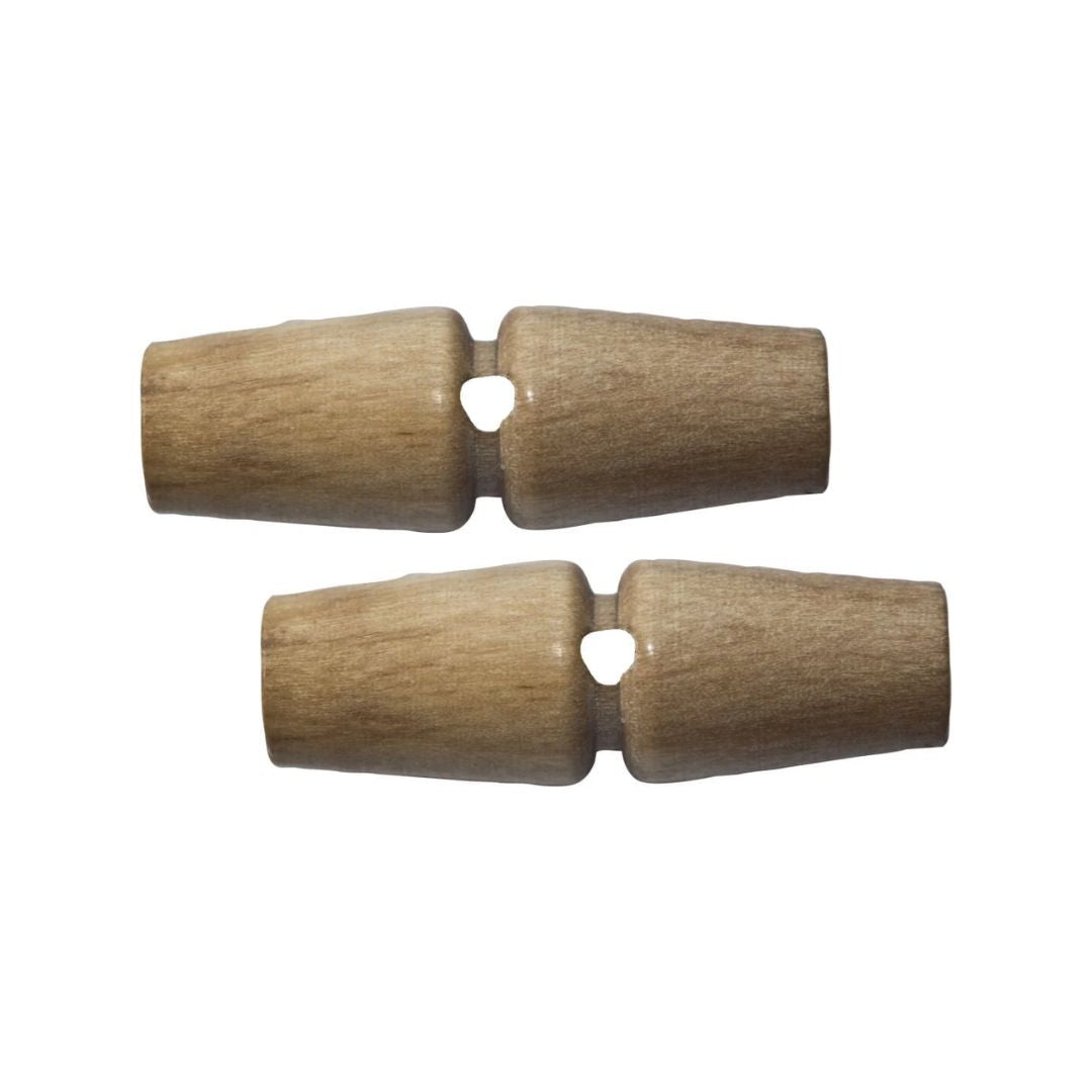 Pack of 2 Brown Wooden 1-Hole Toggle Buttons | 35mm – Croft Mill