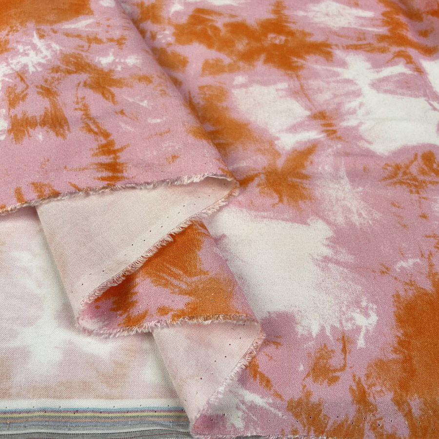 Viscose Pink Orange Tie Dye Print Dress Fabric | Citrus Crush – Croft Mill