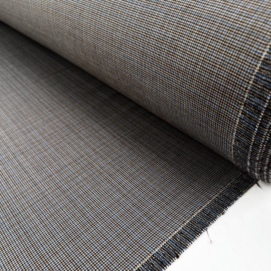Italian Fine Check Wool Shirting Fabric | Coalport - Taupe – Croft Mill