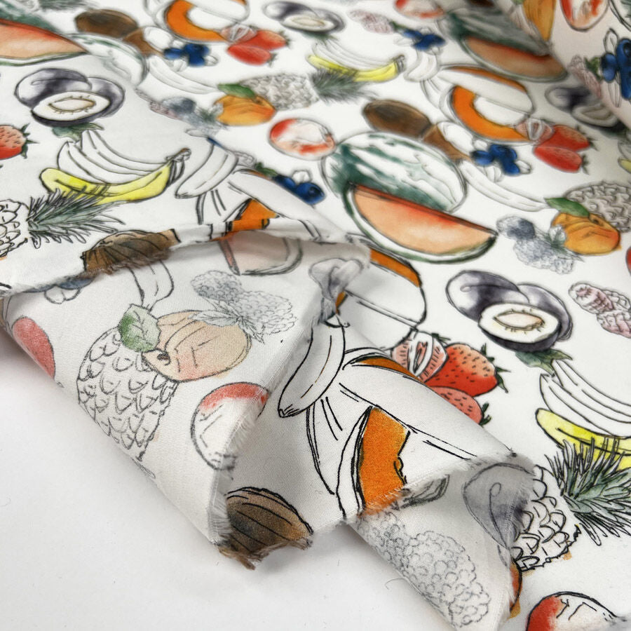 Italian 100% Cotton Shirting Fruit Print Fabric | Cocktail – Croft Mill