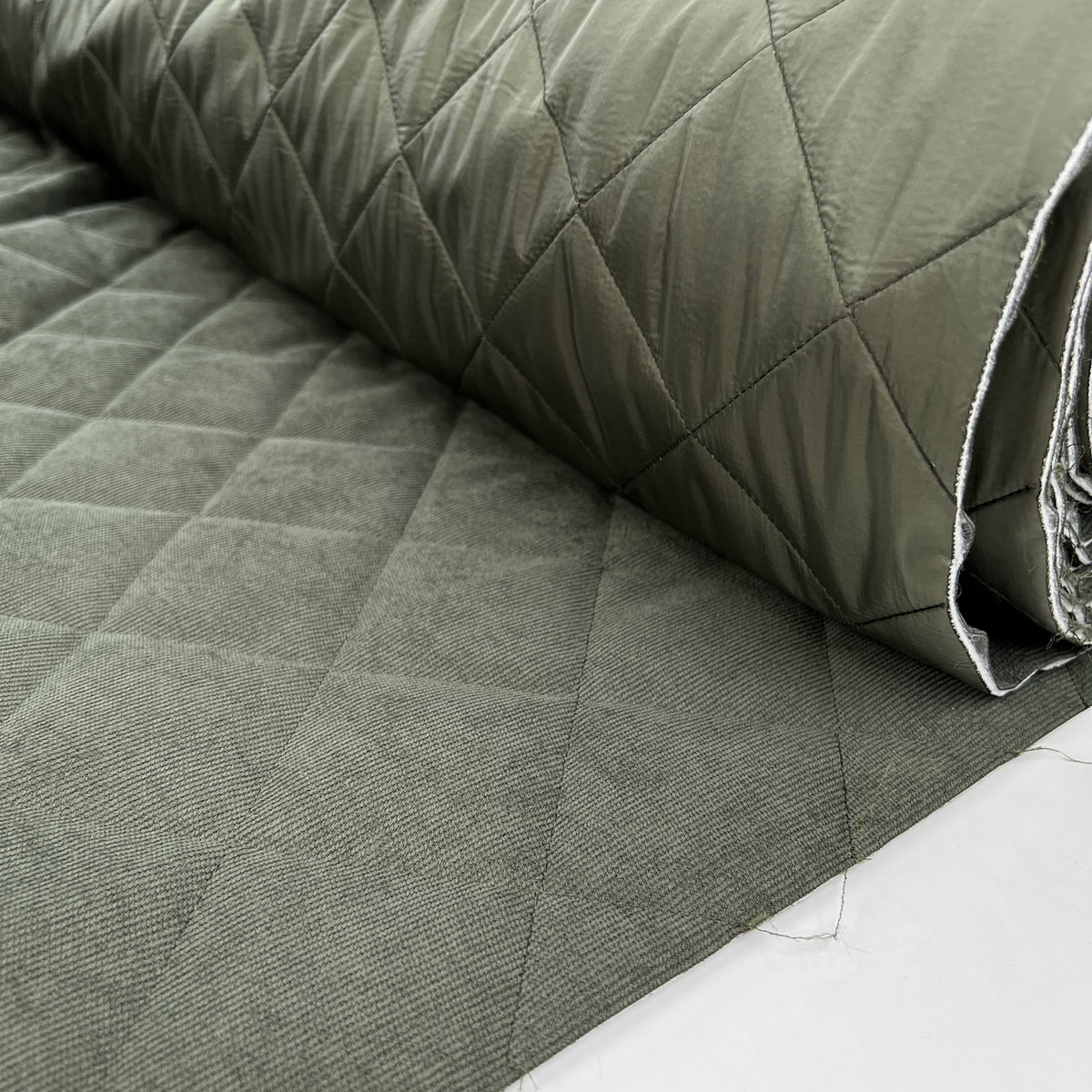 Polyester Quilted Dressmaking Fabric | Corduroy Quilting - Olive ...