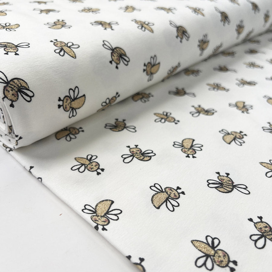 White Knit Oeko-Tex Glitter Fabric | Cotton Jersey - Sparkle Bee ...