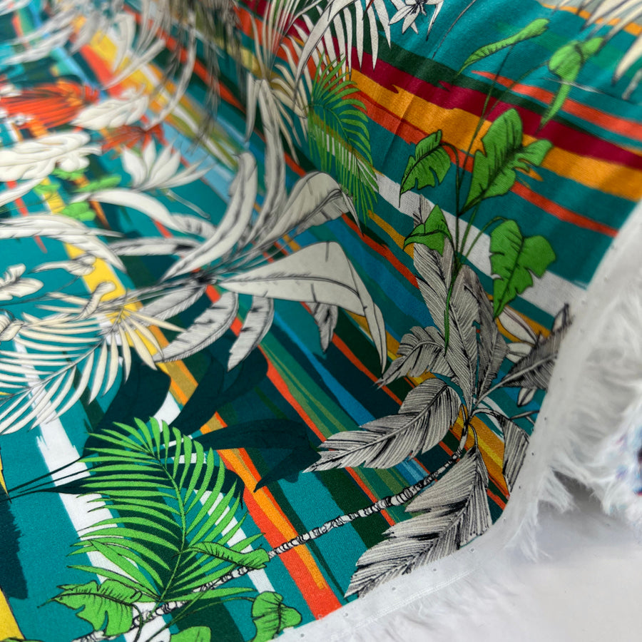 German Dress Fabric Palm Beach | Cotton Lawn - Honolulu Blue | Remnant ...