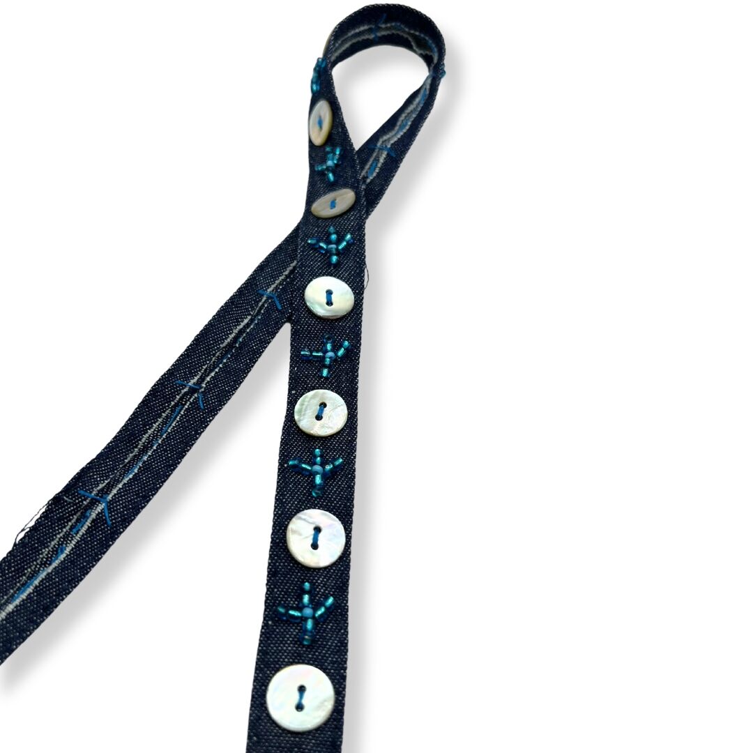 Decorative Denim Pearl Button & Bead Tape Trim | 16mm Wide – Croft Mill