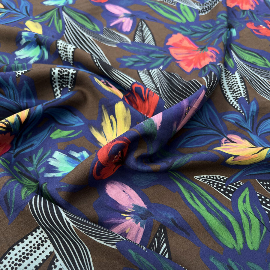 Digital Print Floral Viscose Fabric | Finest Challis - Palm Springs ...