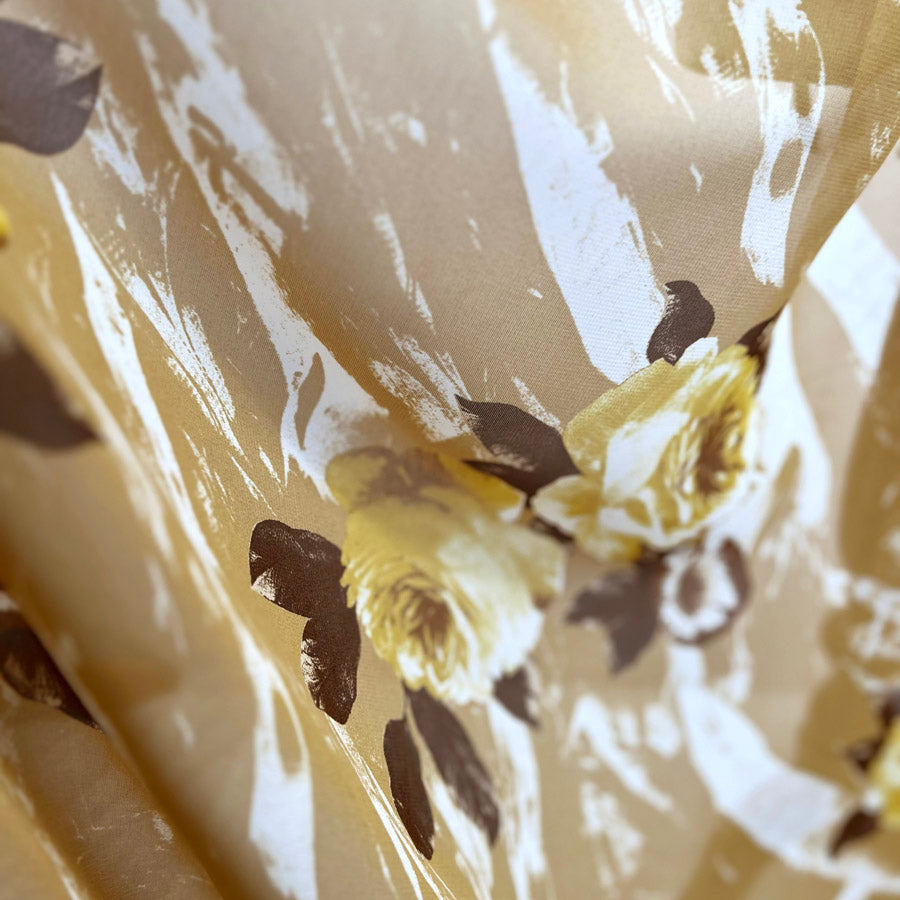 Floral Ochre Print Dress Fabric | Elegant Chiffon - Summer Sands ...