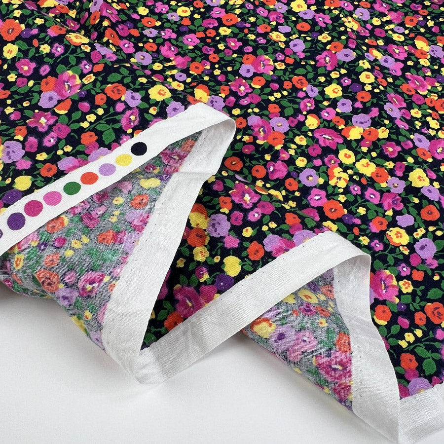 Cotton Poplin Purple Print Dress Craft Fabric | Floral Pop - Navy ...