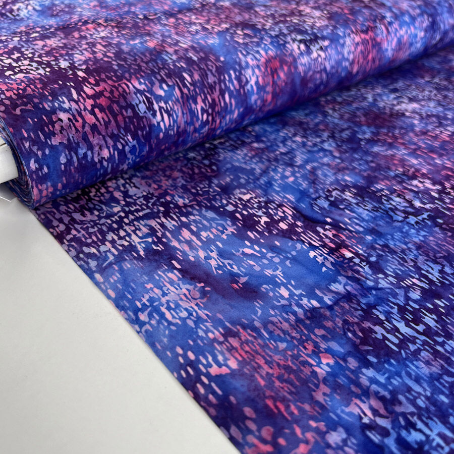 Hand Painted Print Fabric | Hoffman Bali Cotton Lawn - Blooms - Blue ...