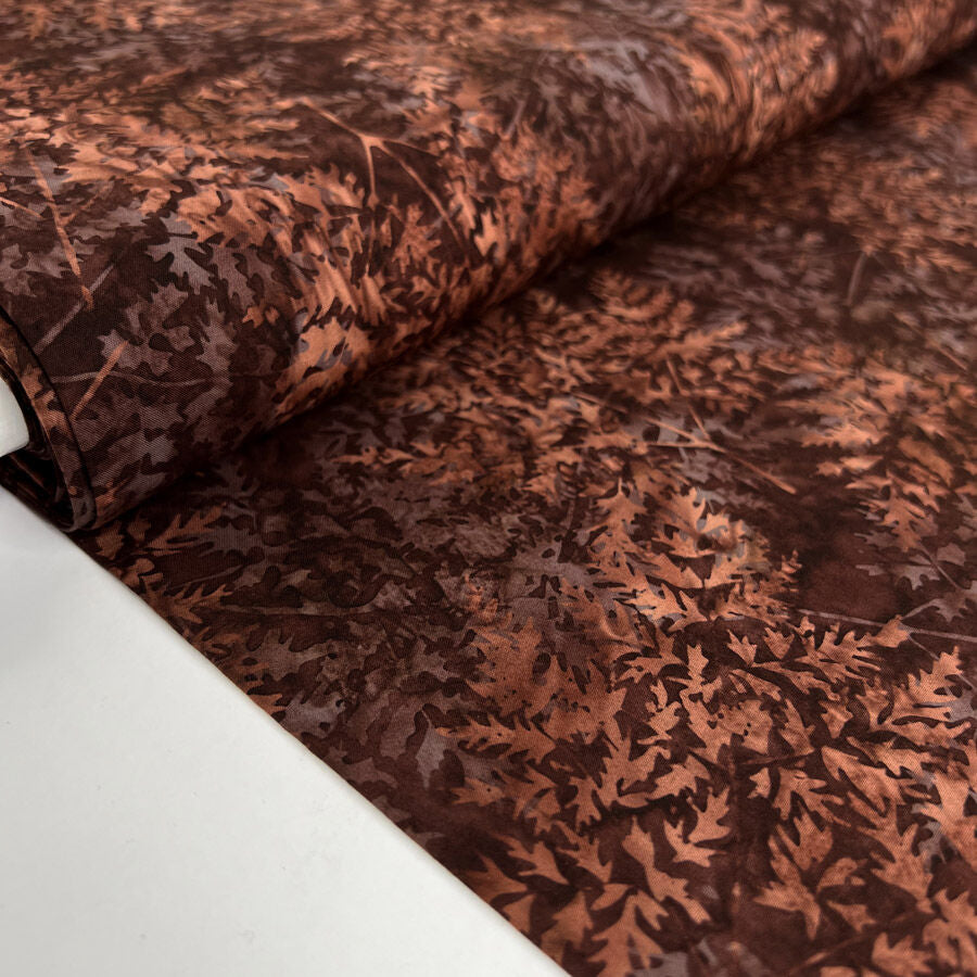 Leaf Print Dress Fabric | Hoffman Bali Cotton Lawn - Brownie – Croft Mill