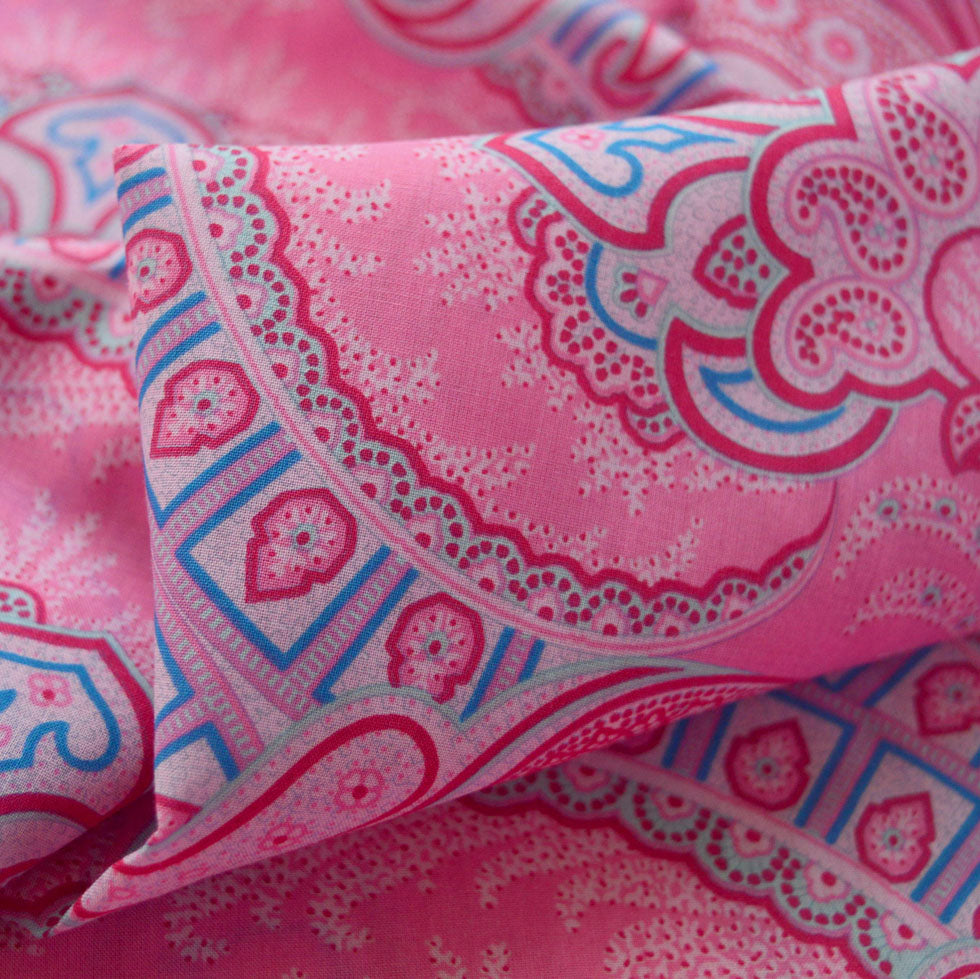 Printed Cotton Lawn Fabric | Lawns - Paisley - Pink – Croft Mill