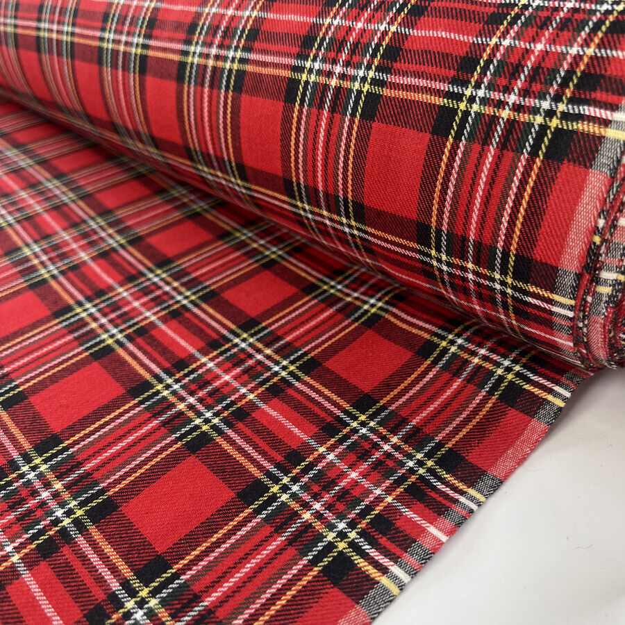 100% Cotton Twill Red Tartan Shirting Fabric | Remnant - Loch Plaid (1 ...