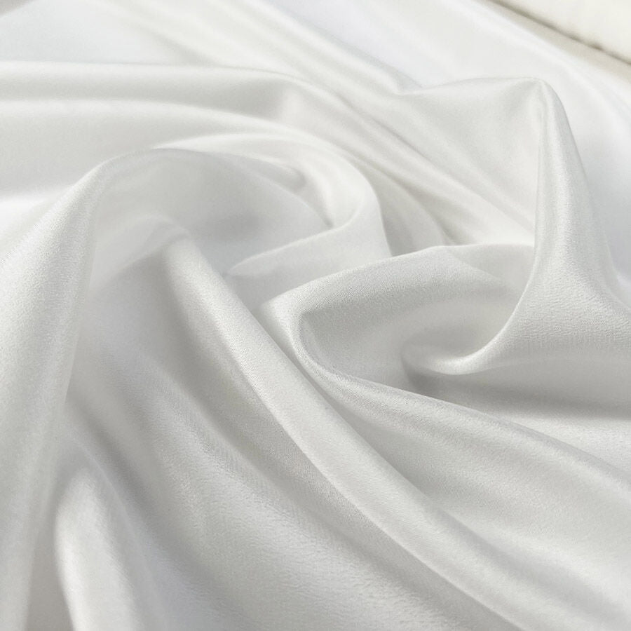Italian 100% Silk Crepe White Dress Fabric | Moonlight | Croft Mill