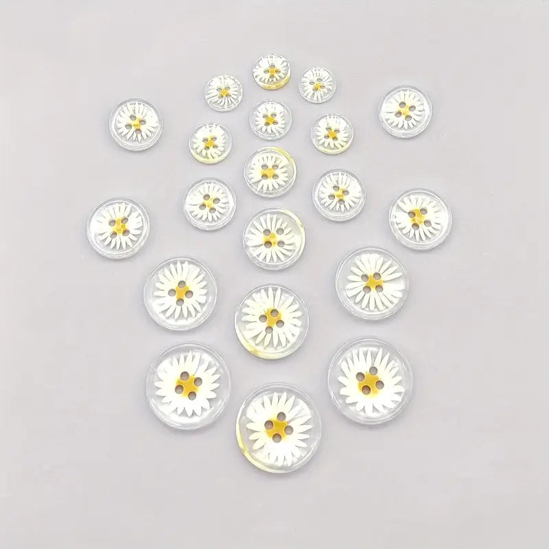 Pack of 10 Daisy 4-Hole Resin Buttons | 3 Sizes Available – Croft Mill