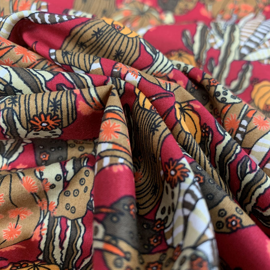 Red Cacti Dress Fabric | Pima Cotton Lawn - Joshua Tree – Croft Mill