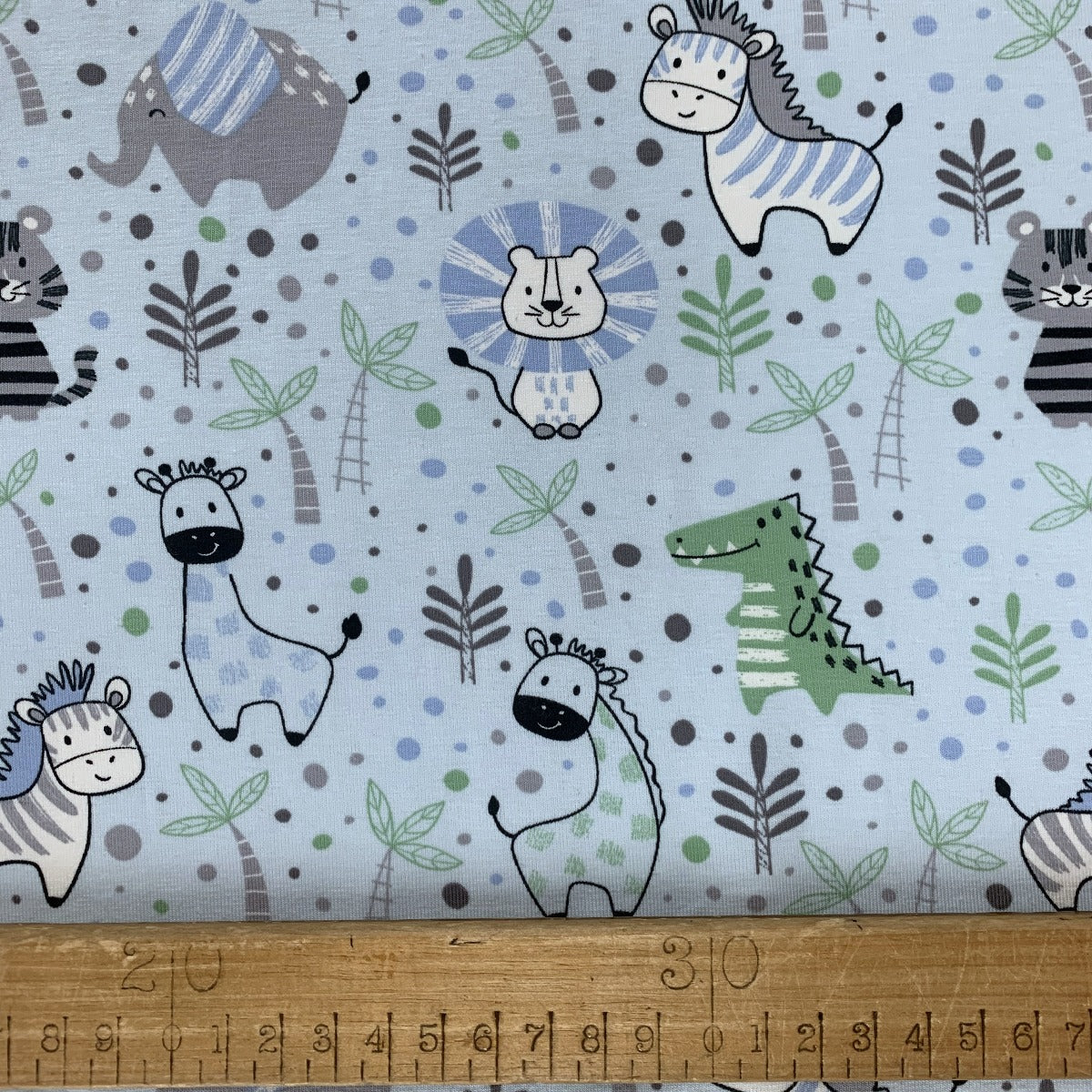 Printed Cotton Jersey Premier Blue Zoo OEKO-Tex ®. – Croft Mill