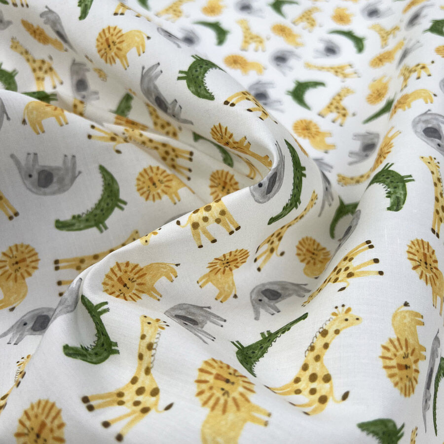 Polyester Cotton Animal Fabric | Pretty Polly - Safari Friends – Croft Mill