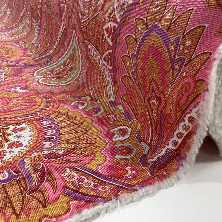 Paisley Cotton Duck Furnishing Fabric | Printed Canvas - Jo Pink ...