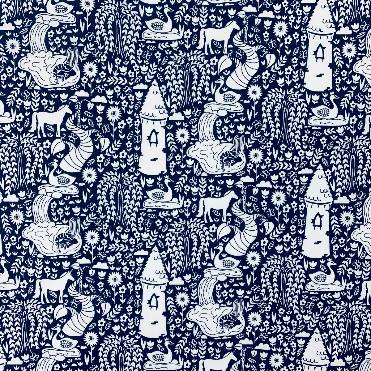 Poly/Cotton Navy Craft Fabric | Put The Kettle On - Fairytale – Croft Mill