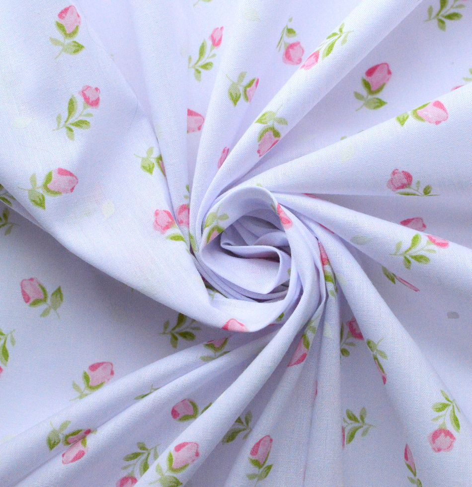 Floral Poly/Cotton Fabric | Put The Kettle On - Primrose - Pink – Croft ...