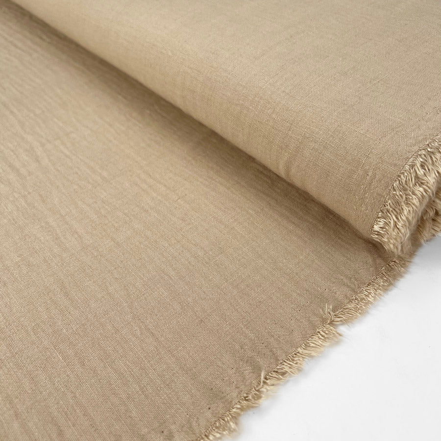 Fine 100% Polyester Linen Look Dress Fabric | Raye - Beige – Croft Mill