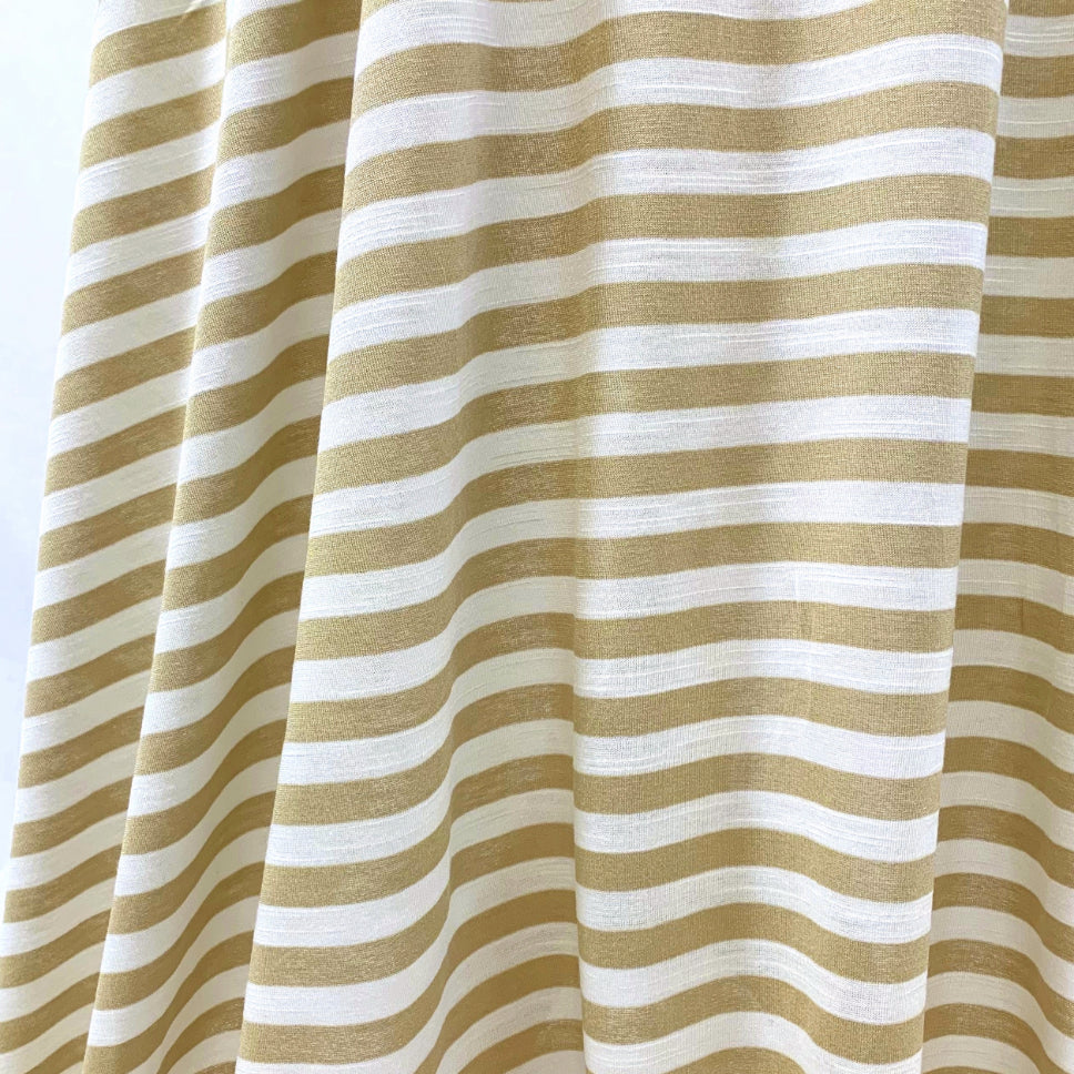 Polyester White Beige Striped Jersey Dress Fabric - Sand Stripe ...