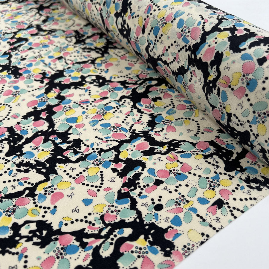 Abstract Deadstock Black Dress Fabric | Silks of Italy - Pastiche ...
