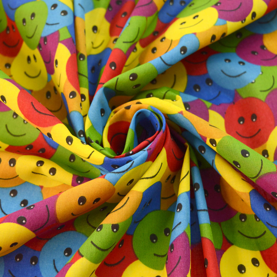 Smiley face poly cotton fabric – Croft Mill