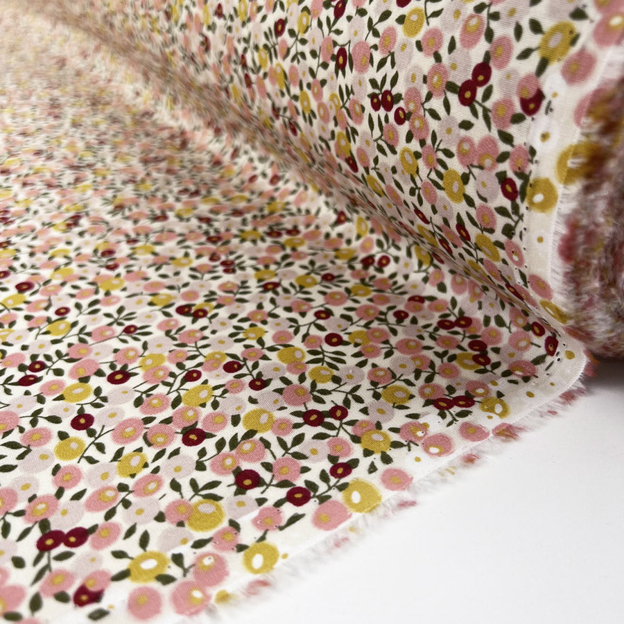 100% Cotton Poplin Floral Fabric | Summer Cotton - Betty - Ivory ...