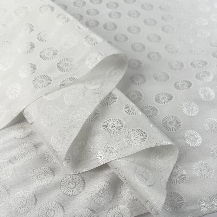 Polyester Stretch Satin Ivory Patterned Dress Fabric | Sundial – Croft Mill