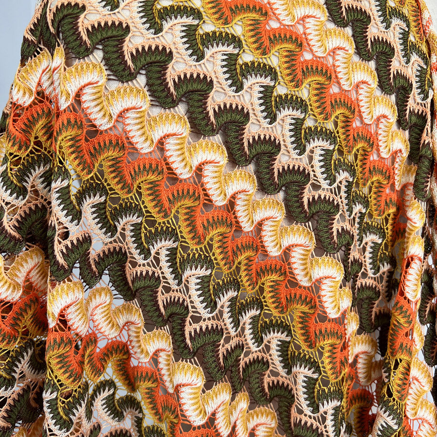100% Polyester Crochet Lace Fabric | Sunset Serenade - Orange – Croft Mill