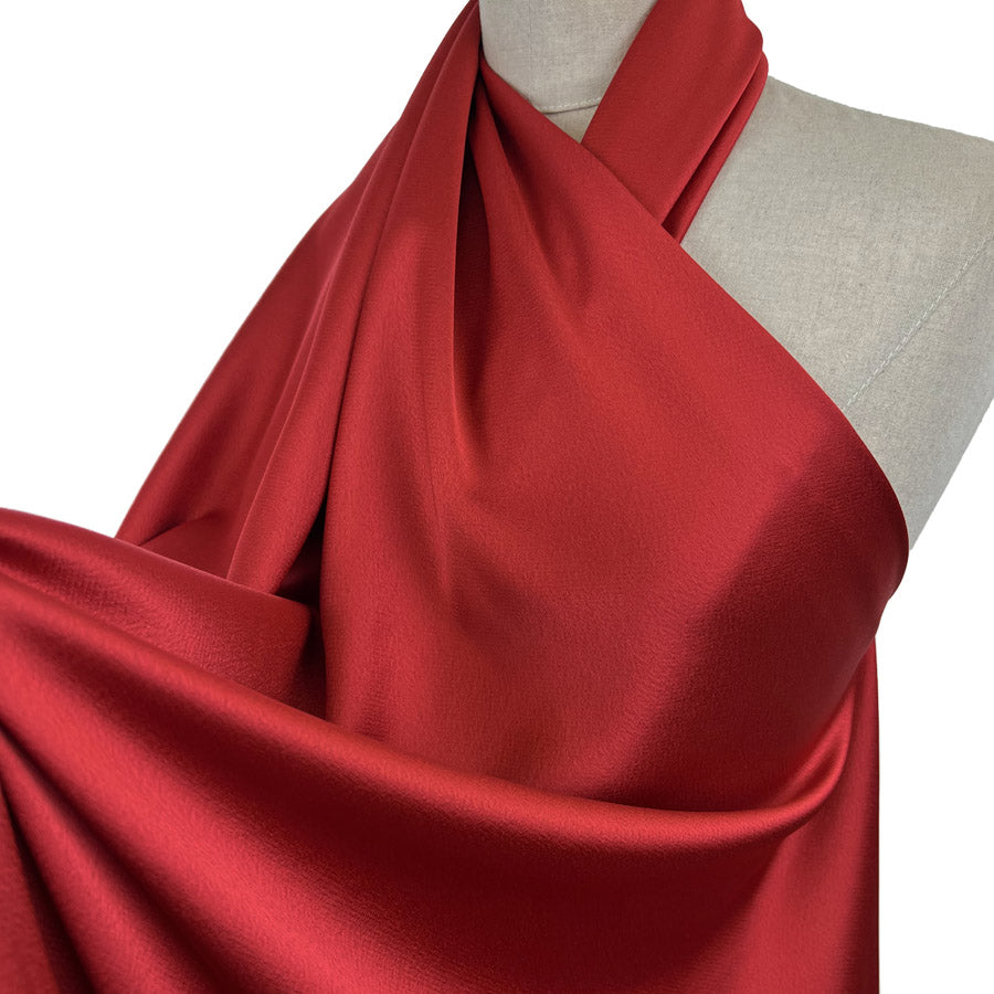 Italian Polyester Black Satin Heavy Dress Fabric | Tesoro - Red – Croft ...