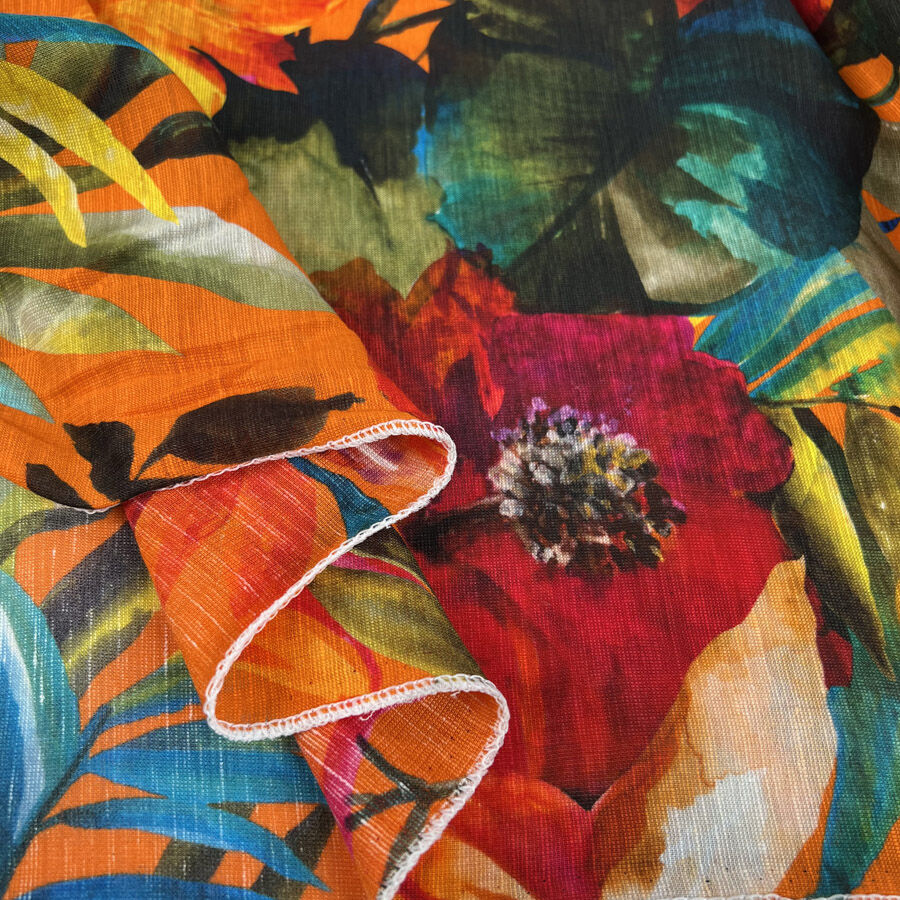 Linen Viscose Fabric | Wild Expressions - Tropical Blaze – Croft Mill