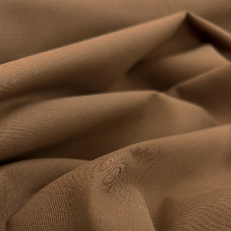 Water Resistant PU Coated Cotton Fabric Brown Smooth Coat