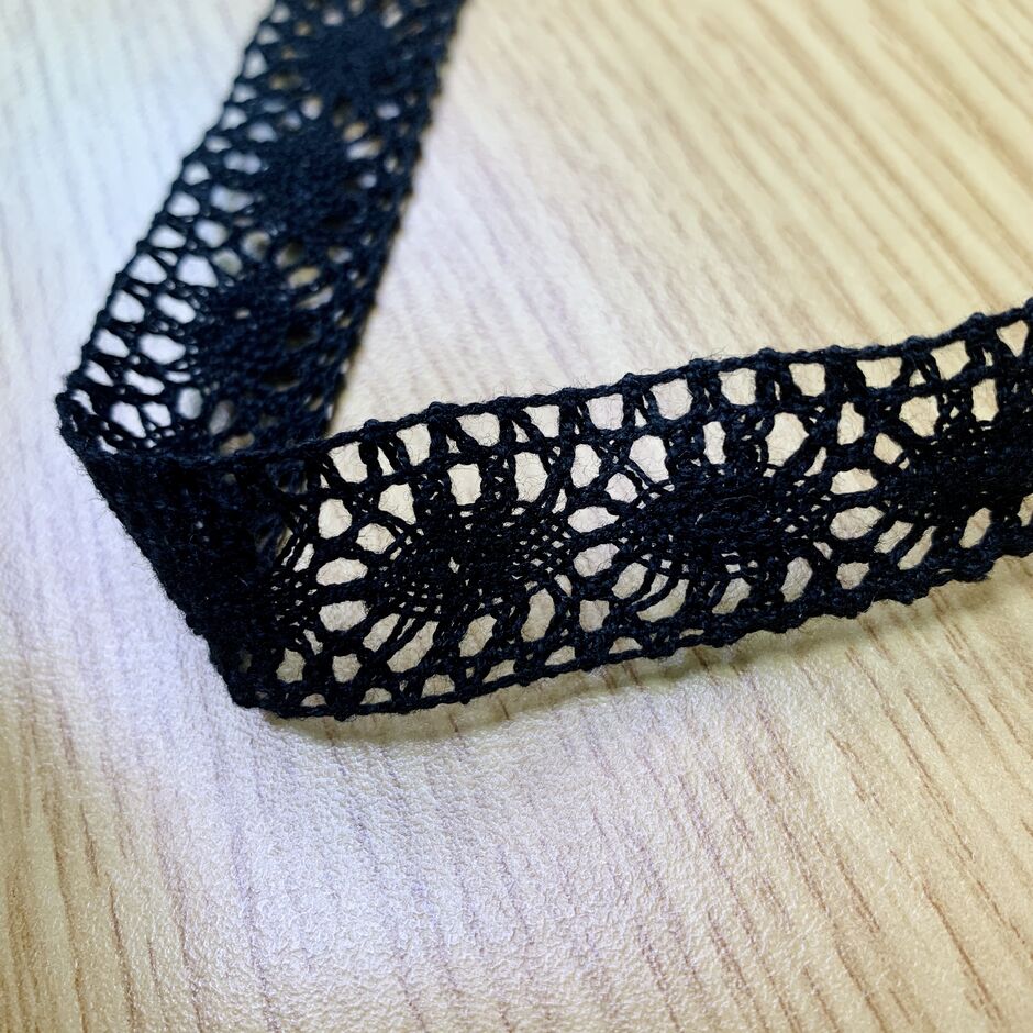 Crochet Lace Ribbon Two Hole Black